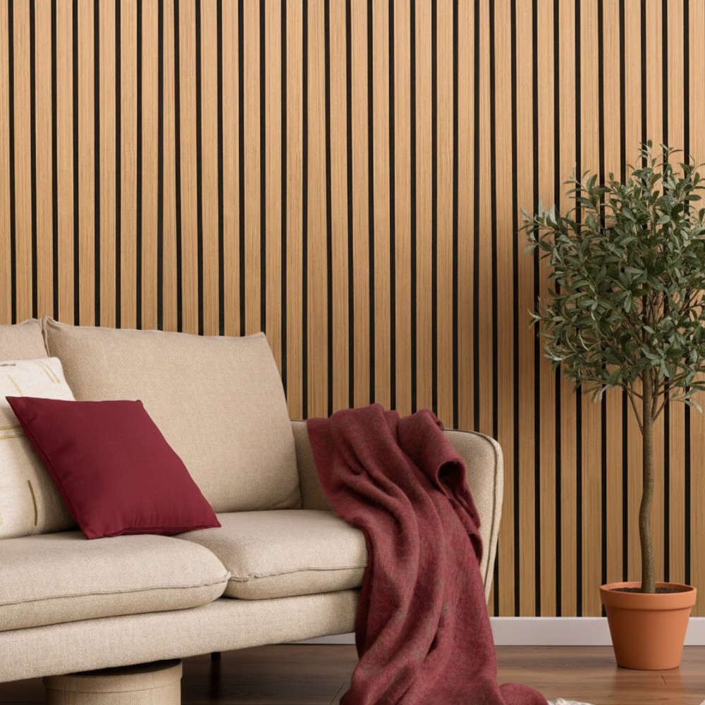 Premium Thick Slat Large Wall Panel 280cm x 60cm (Oak - 35mm thickness